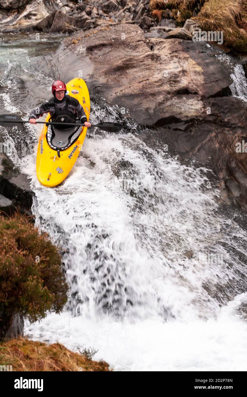 Canoeist in White Water, Snowdonia, North Wales Stock Photo - Alamy
