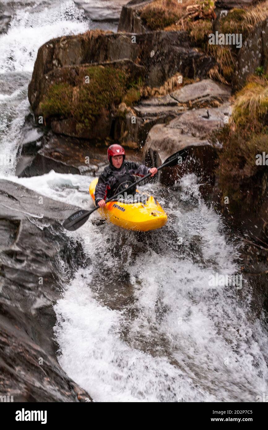 Canoeist in White Water, Snowdonia, North Wales Stock Photo - Alamy