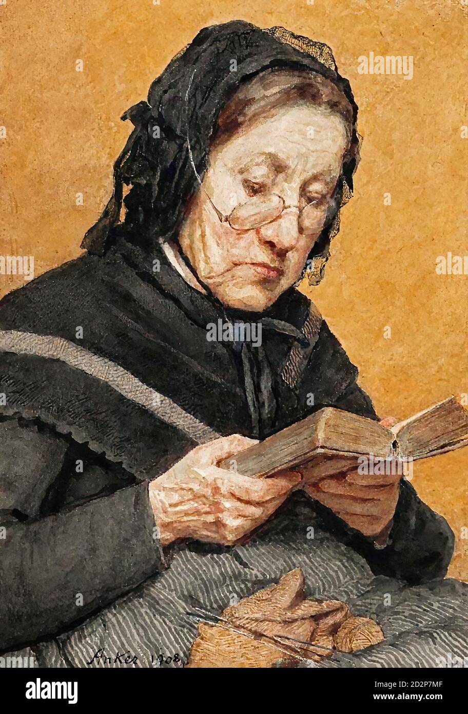 Anker Albert - a Peasant Woman Reading - Swiss School - 19th Century ...