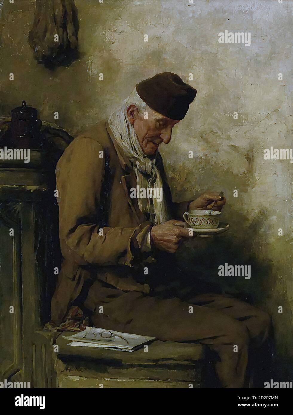 Anker Albert - Alter Mann Beim Tee Trinken - Swiss School - 19th ...