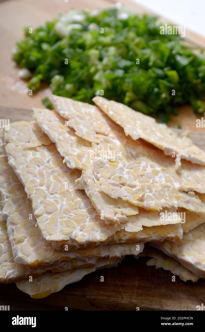 tempeh from soybean, high nutrition, Indonesian Food Stock Photo - Alamy