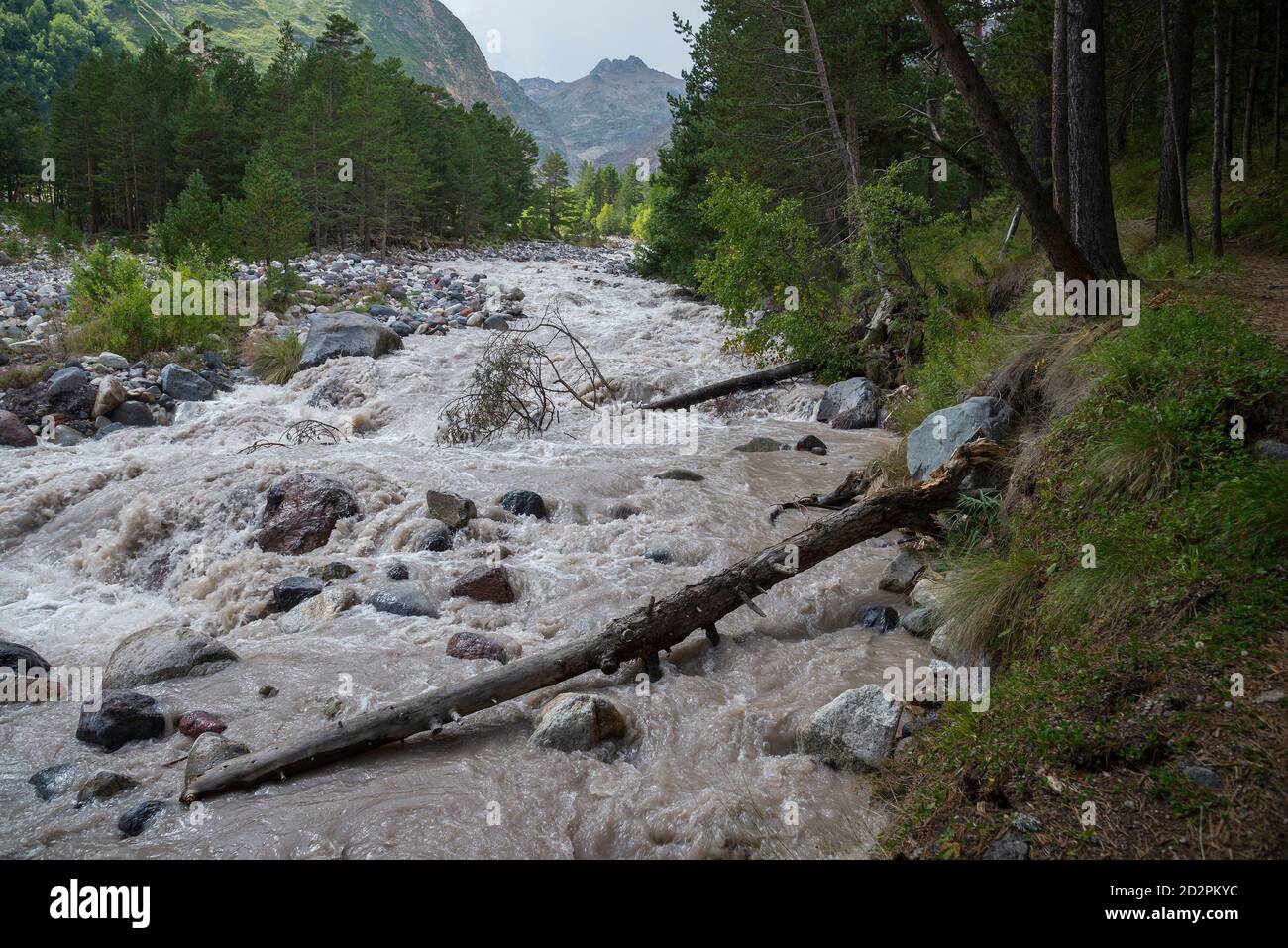 Azau river (Baksan) in the Caucasus mountains. The Baksan originates in ...
