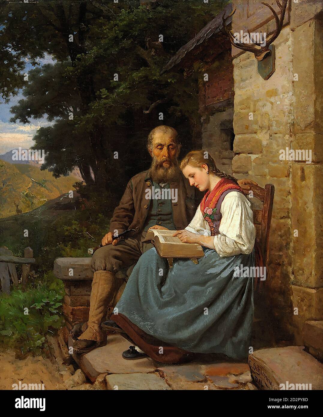 Schlesinger Carl - Die Mussestunde - Swiss School - 19th Century Stock ...