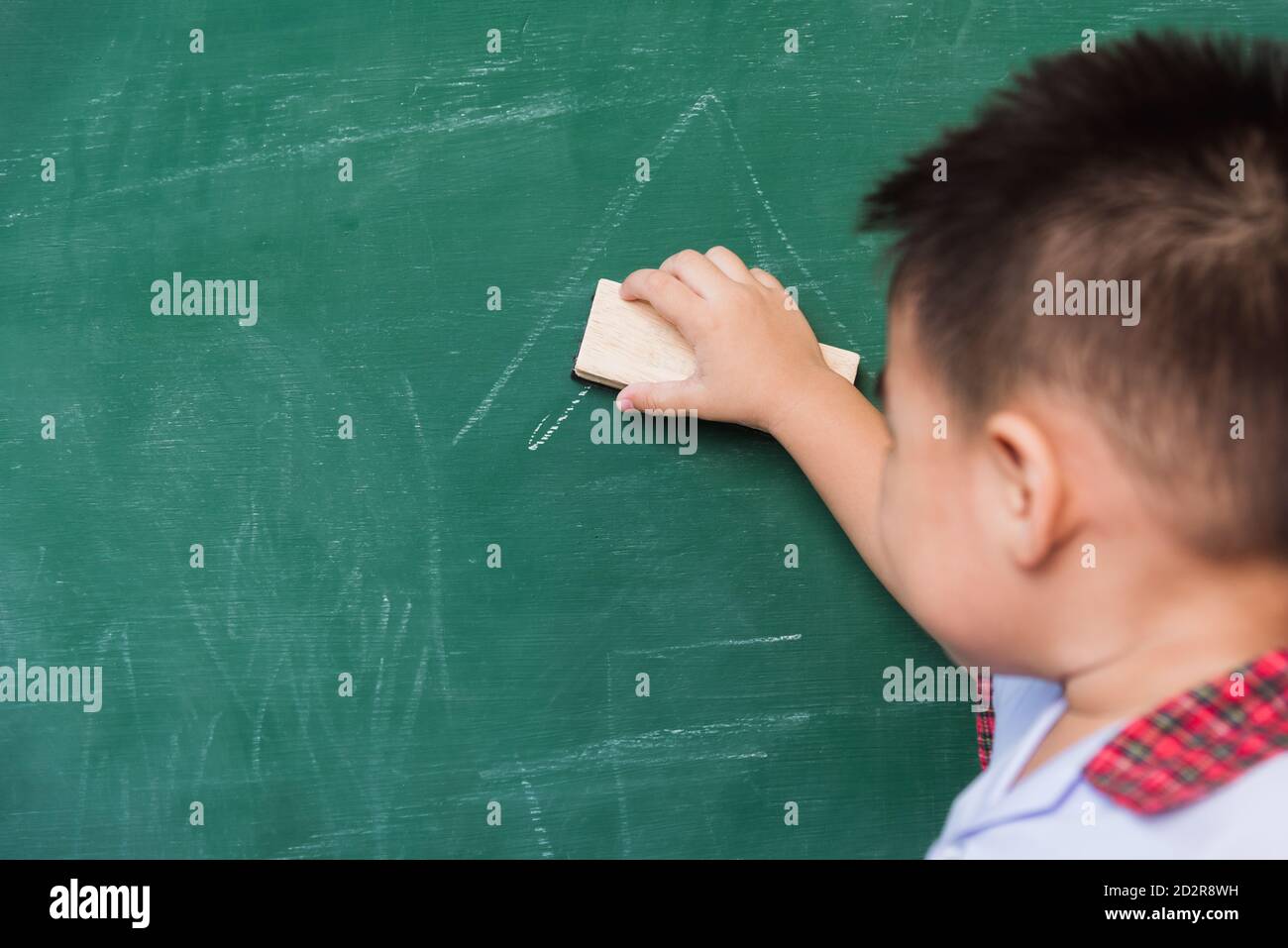 Back to School. Back of Asian cute little child boy kindergarten ...