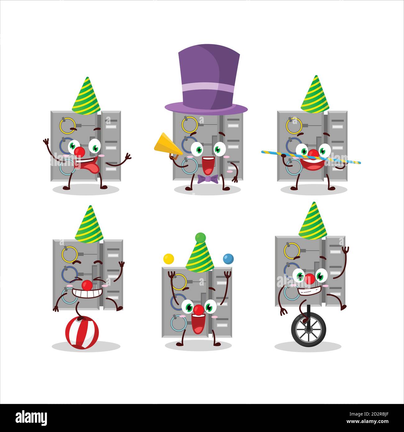 Cartoon character of among us task machine with various circus shows ...