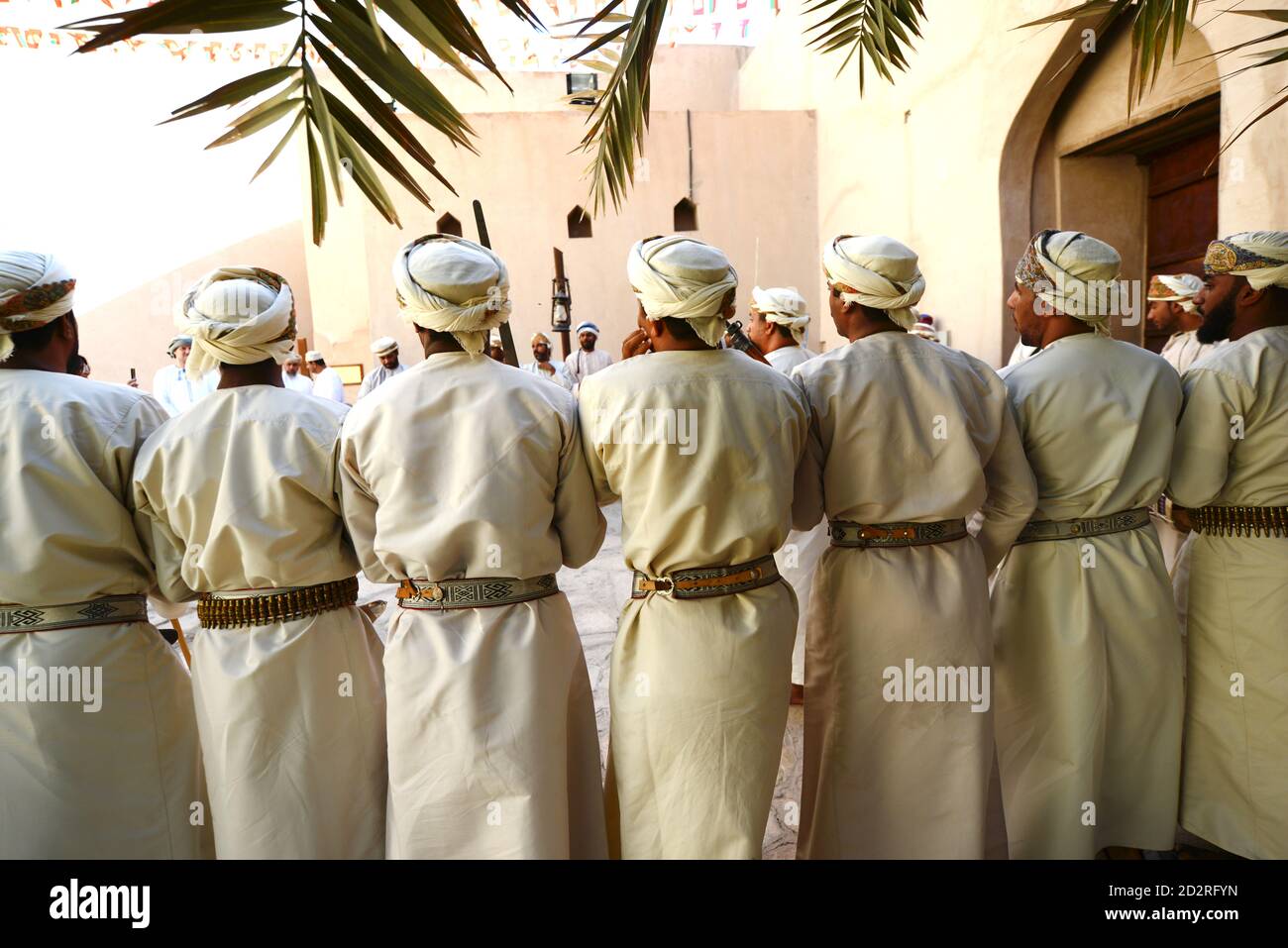 Traditional Omani sword dance in Nizwa fort, Oman Stock Photo - Alamy