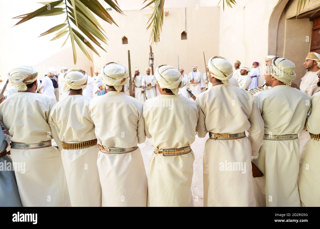 Traditional Omani sword dance in Nizwa fort, Oman Stock Photo - Alamy