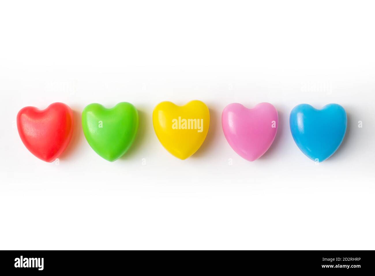 Five multicolored hearts on a white background. Unified Friendship ...