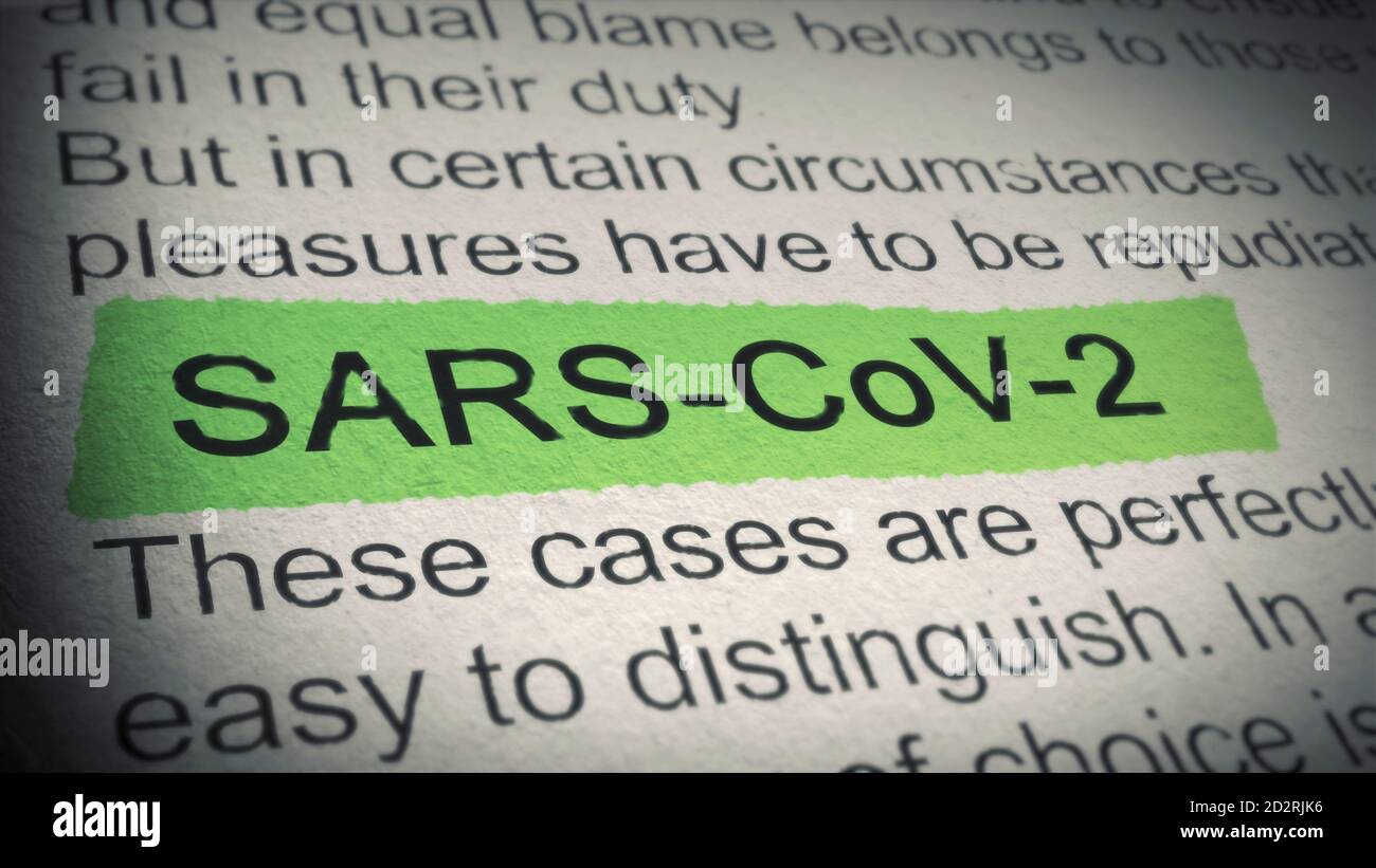 SARS-CoV-2 - Corona Virus. Highlighter pen marks word in Newspaper ...