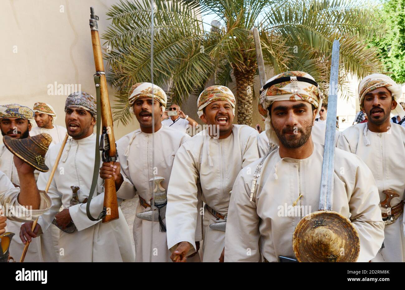 Traditional Omani sword dance in Nizwa fort, Oman Stock Photo - Alamy