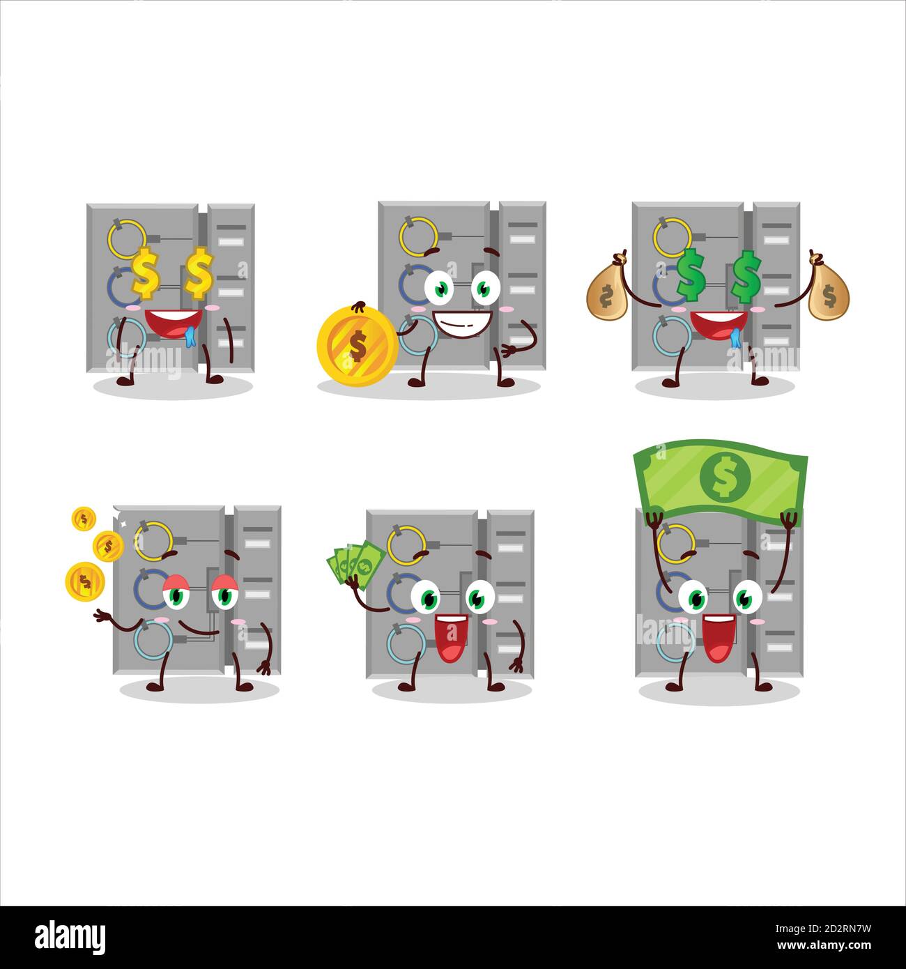 Among us task machine cartoon character with cute emoticon bring money ...