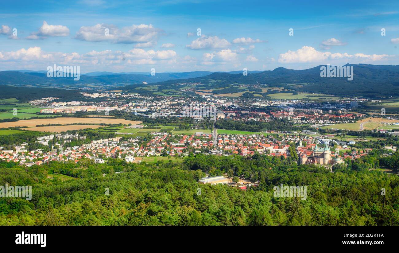 Prievidza and Bojnice from viewpointin Cajka - Aerial view of Slovakia ...