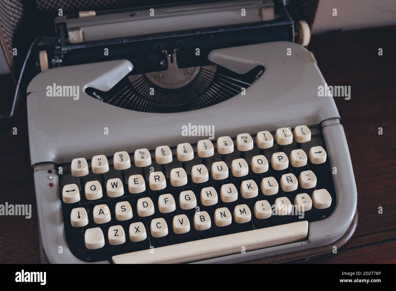 Vintage grey typing machine Stock Photo - Alamy
