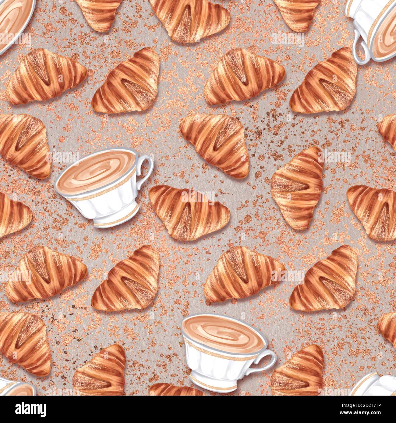 Breakfast seamless pattern. Croissants and coffee Stock Photo - Alamy