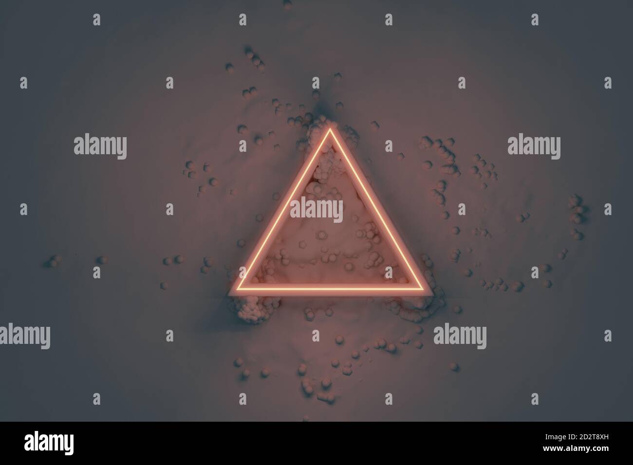 3d rendering of red lighten triangle shape on grey wall Stock Photo - Alamy