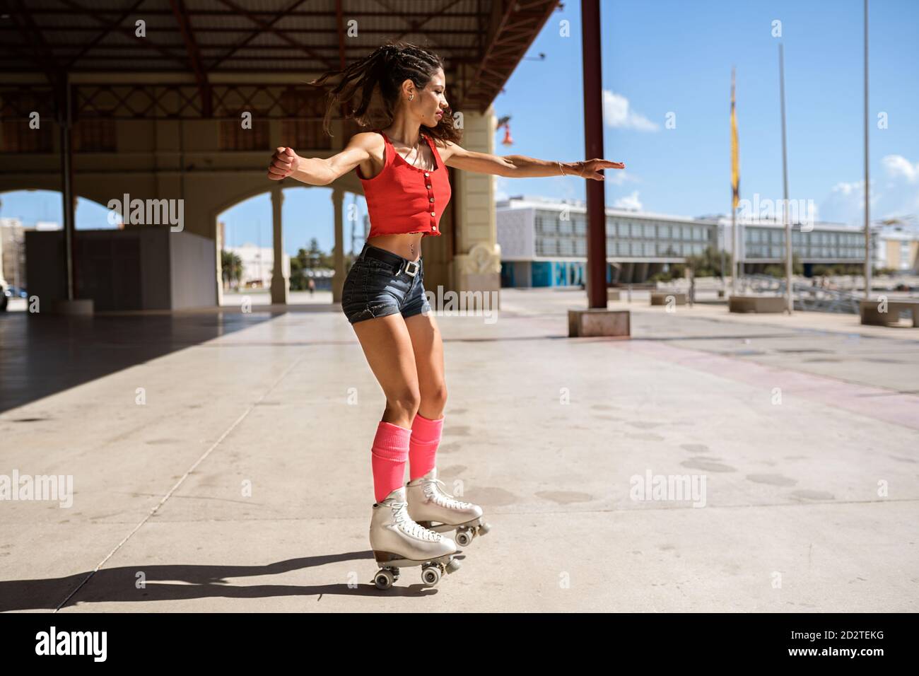 Lady roller skating hi-res stock photography and images - Alamy