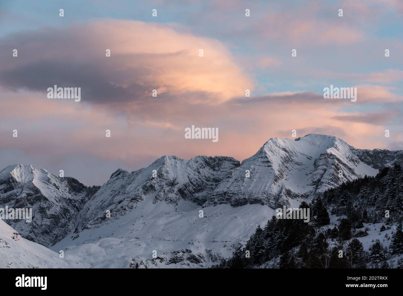 Spectacular scenery of Pyrenees mountain range covered with snow ...