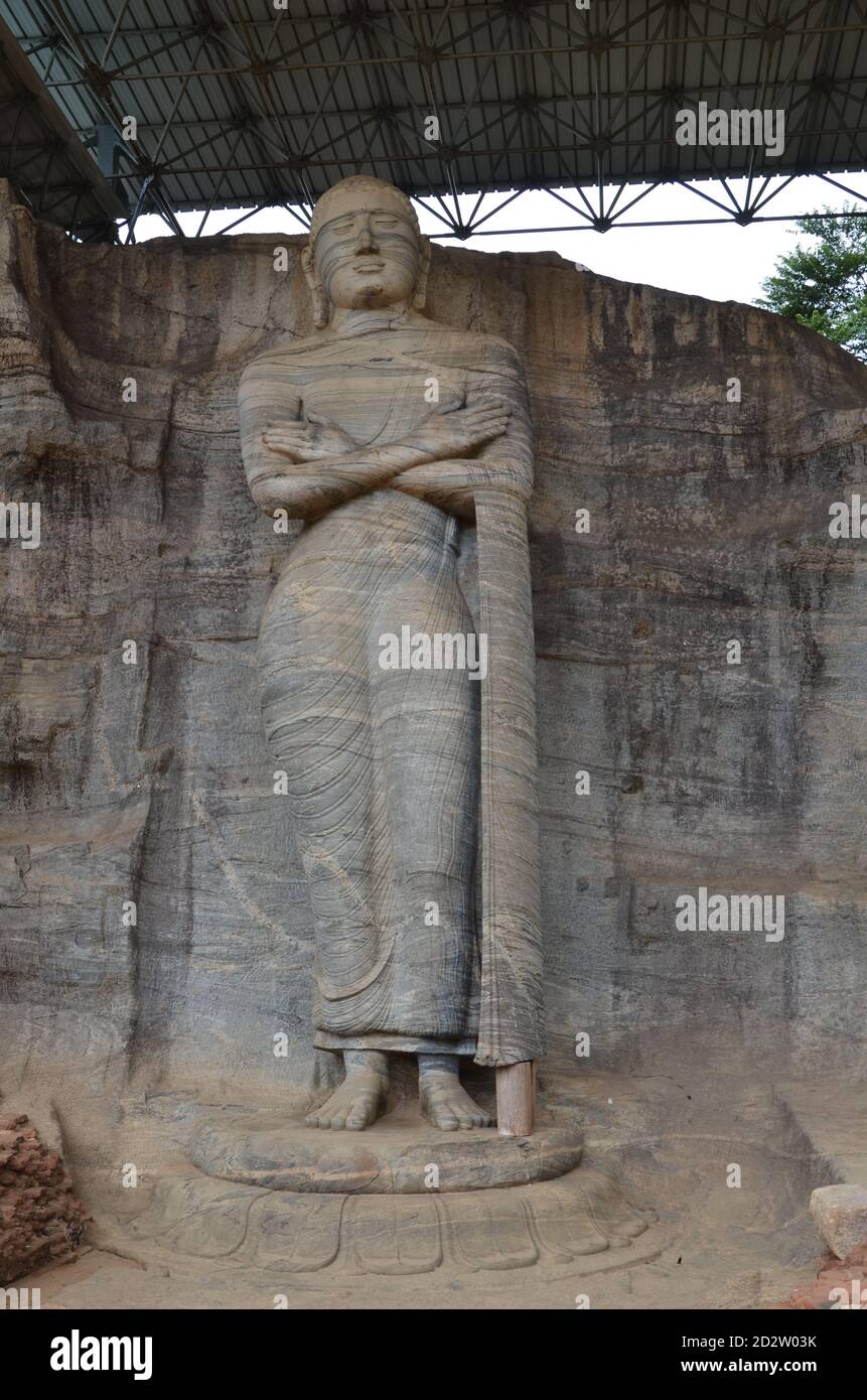 Stone-made Buddha sculpture in Gal Vihara, Polonnaruwa, Sri Lanka Stock ...