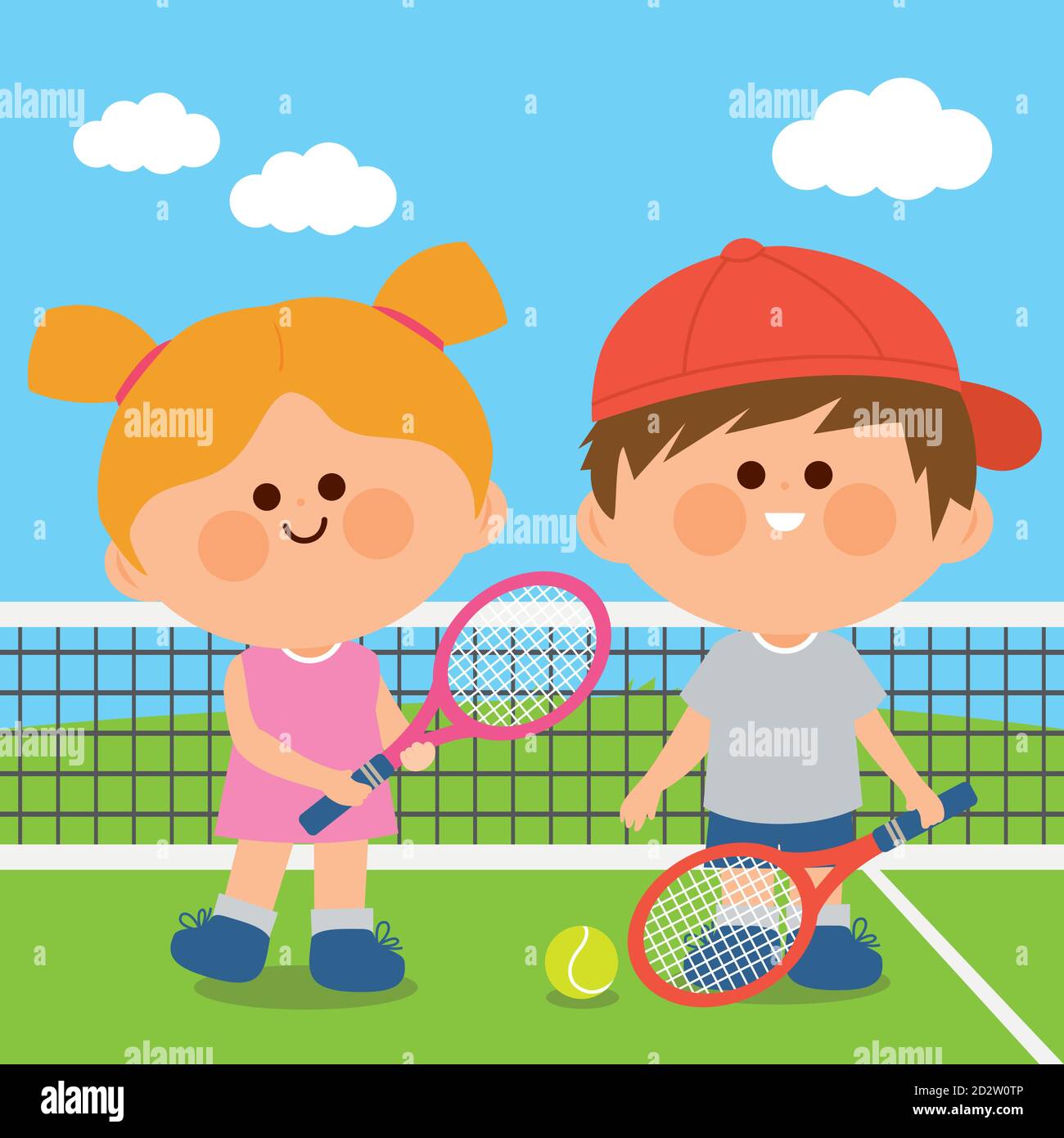 Children playing tennis. Vector illustration Stock Vector Image & Art ...