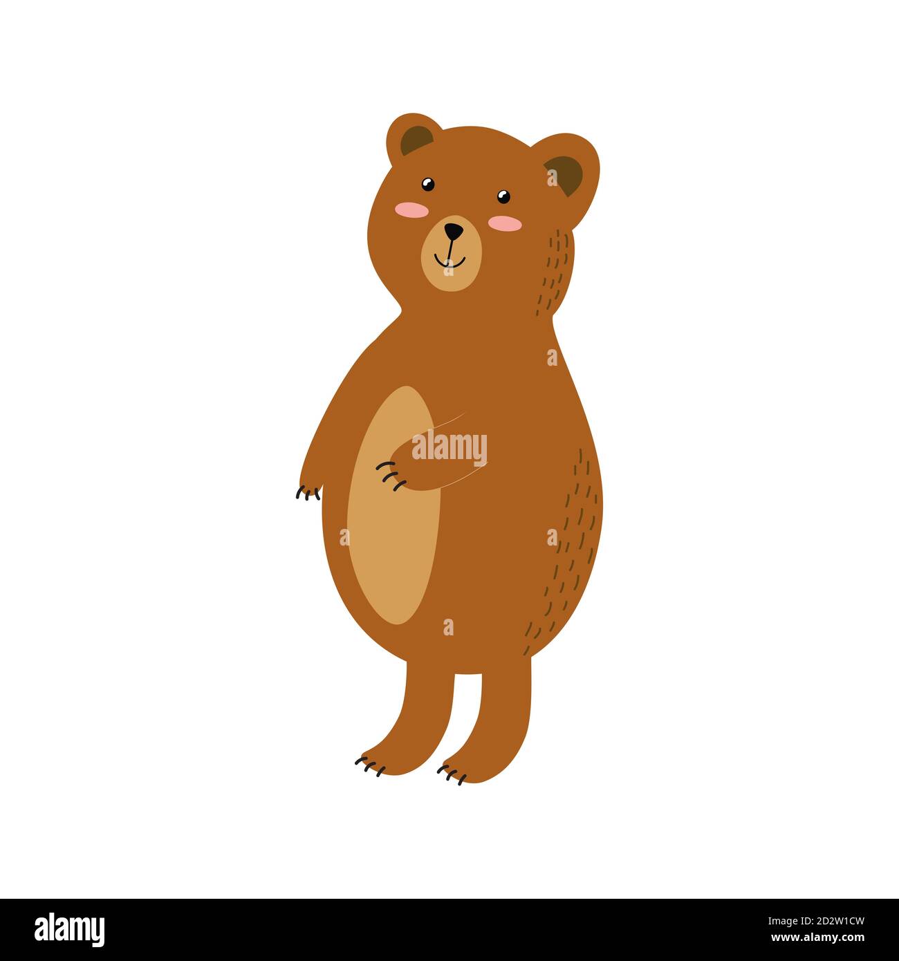 Cute brown grizzly bear isolated element. Forest character for kids ...