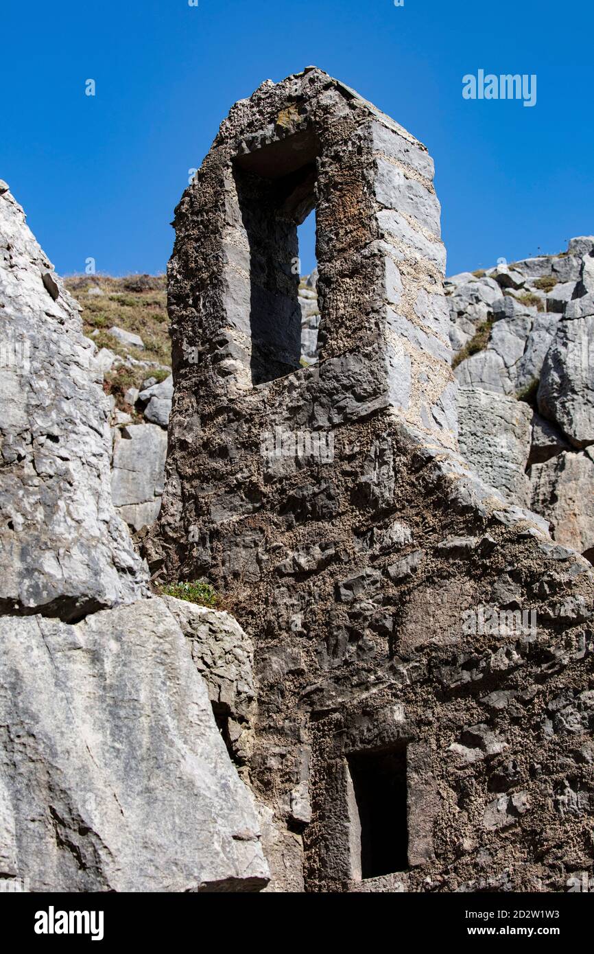 Hidden cliff side chapel of St Govan at Bosherston, Pembrokeshire ...