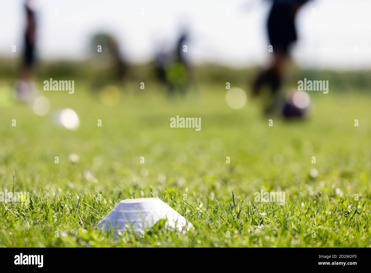 Blurred background of training soccer field. Sports soccer grass venue ...