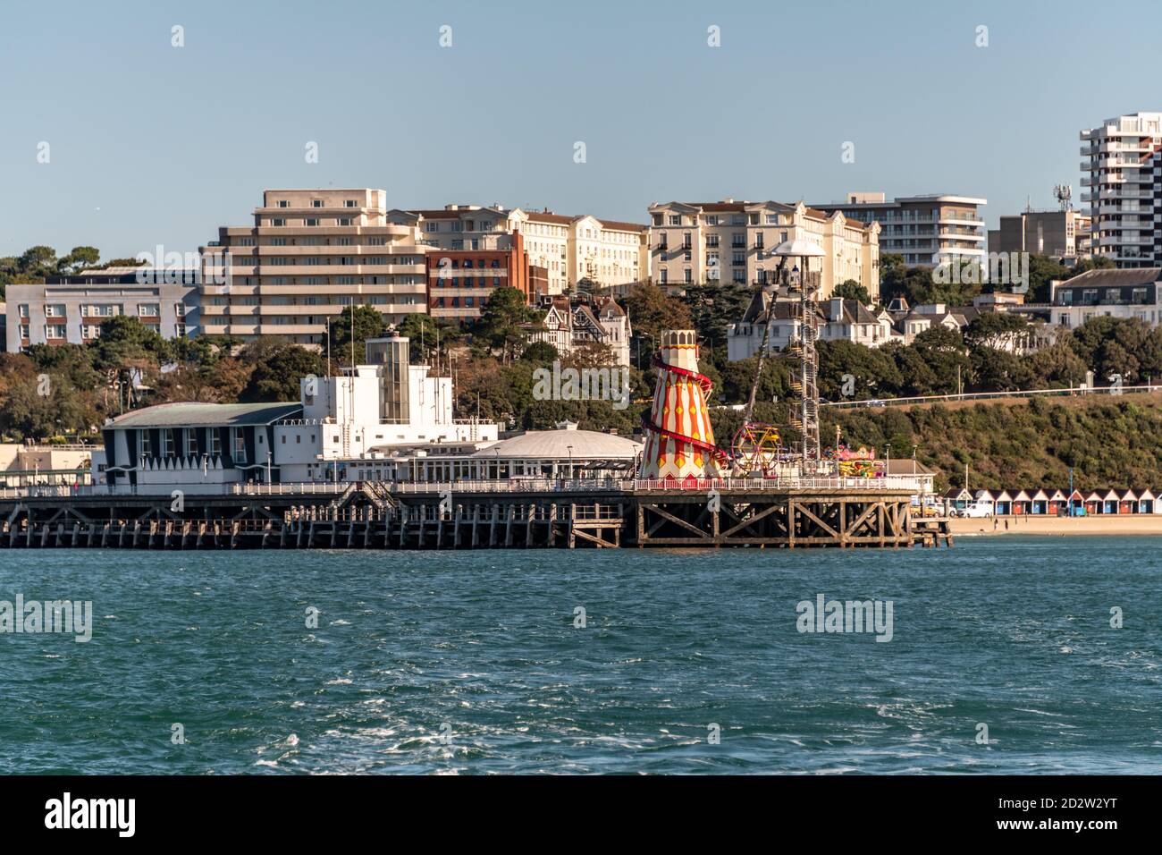 Bournemouth Pier seen from the sea with rides and attractions Stock ...