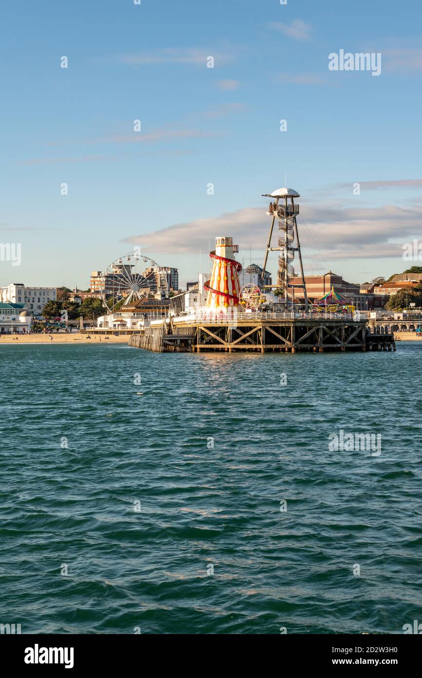 Bournemouth Pier seen from the sea with rides and attractions Stock ...
