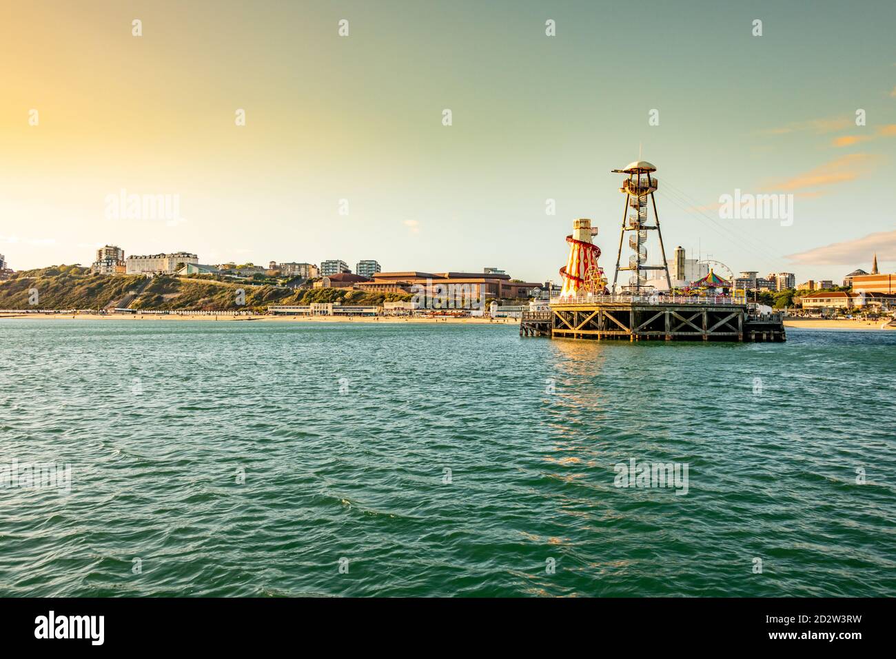 Bournemouth Pier seen from the sea with rides and attractions Stock ...