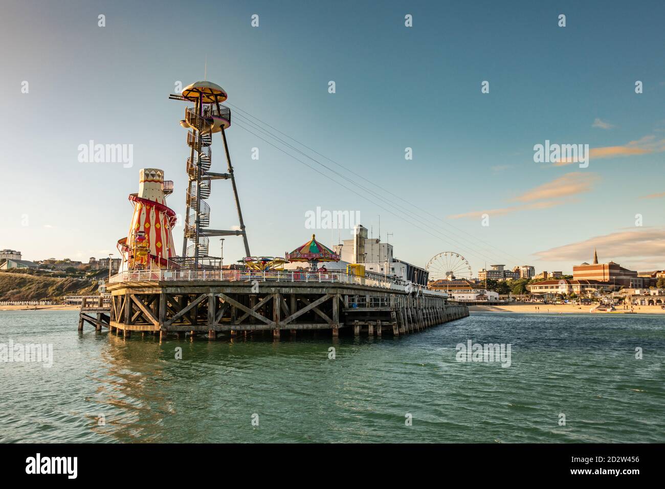 Bournemouth Pier seen from the sea with rides and attractions Stock ...