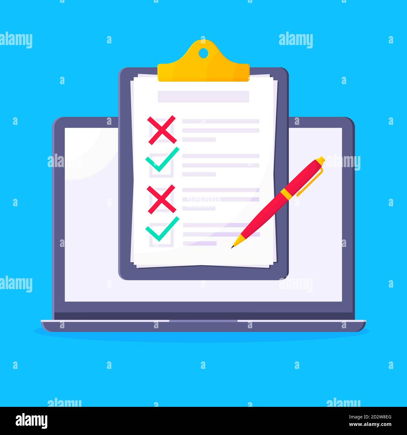 Complete checklist with check marks tick and x popped above the ...