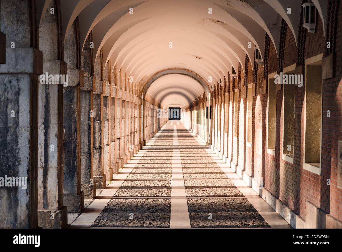 Perspective view of amazing historical building with arched stone ...