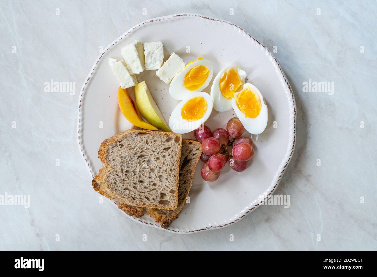 Homemade Healthy Organic Breakfast Plate with Boiled Eggs, Cheese ...