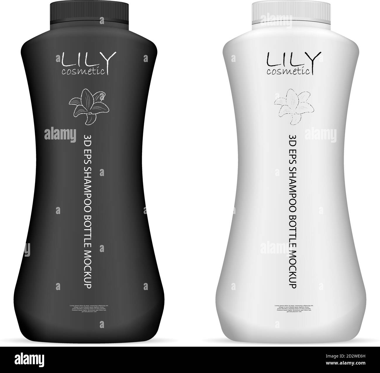 Black and white cosmetic bottles mockup set. Realistic containers with ...