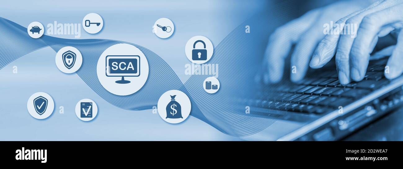 Concept of SCA with hands typing on a laptop keyboard Stock Photo - Alamy