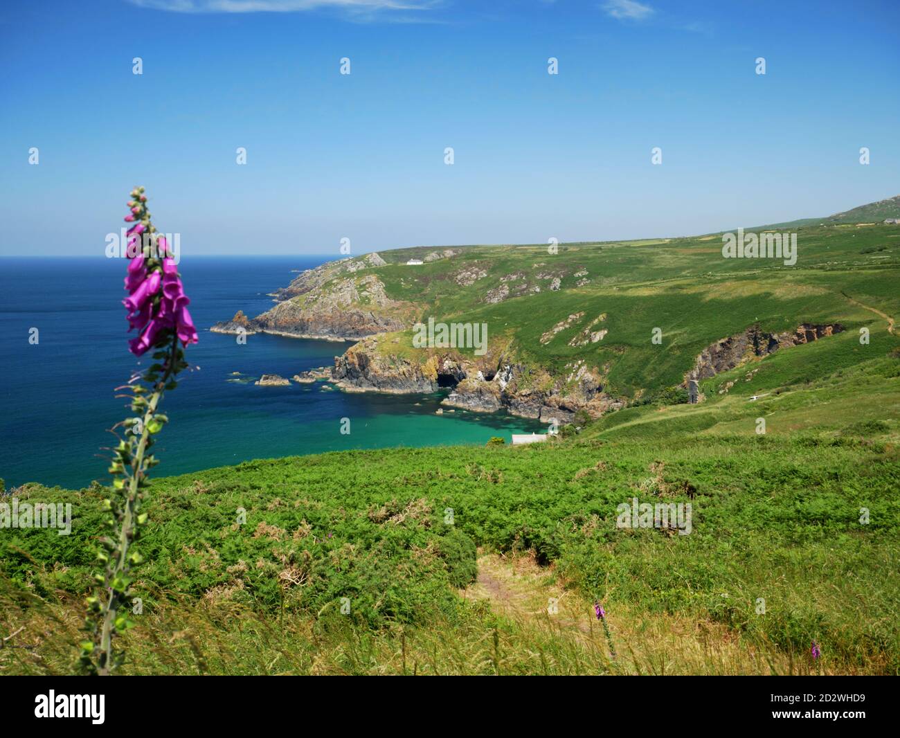 The turquiose waters of Treen Cove, West Cornwall, seen from Gurnard's ...