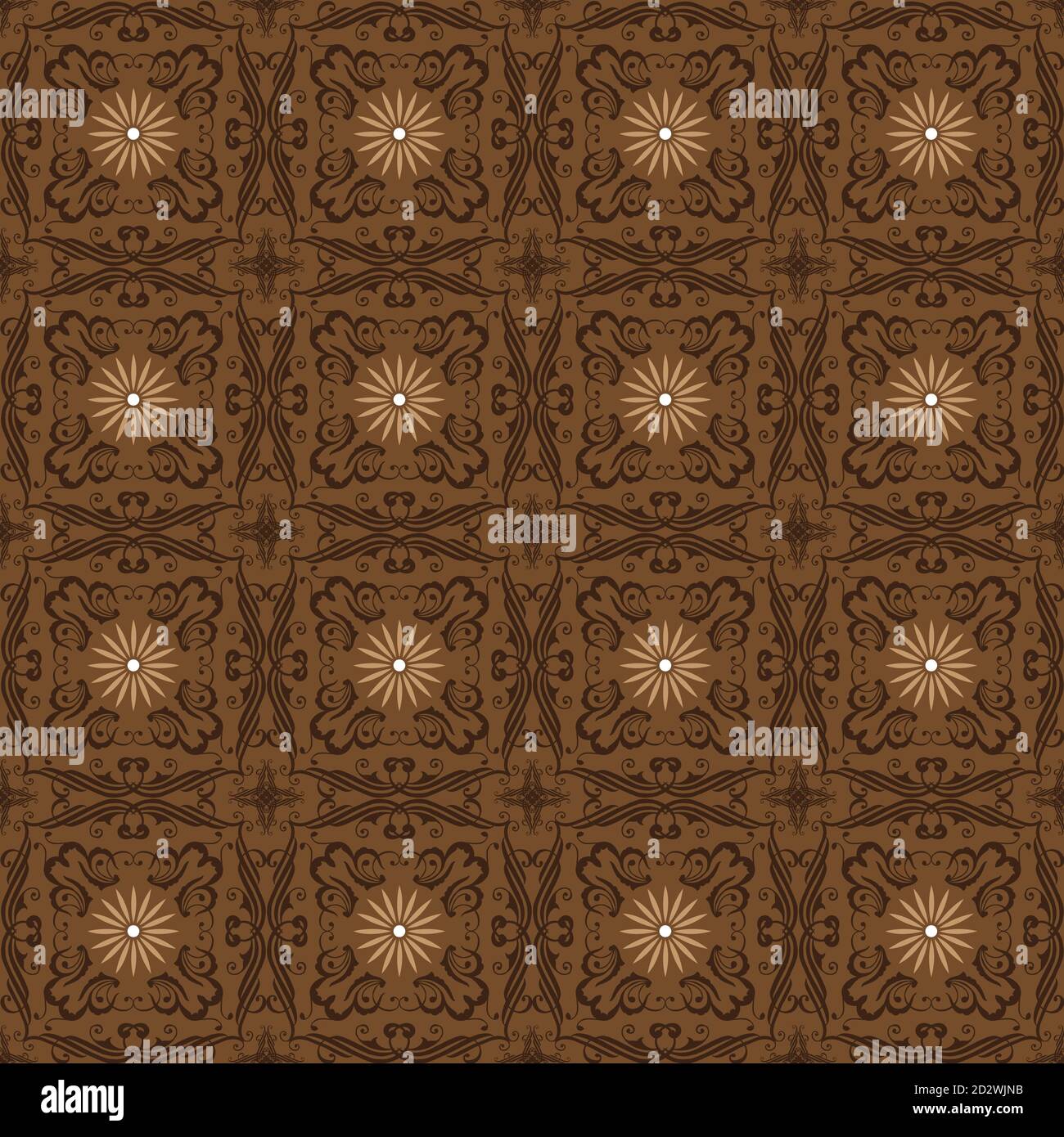 Beautiful flower pattern on Jogja batik design with elegant brown color ...