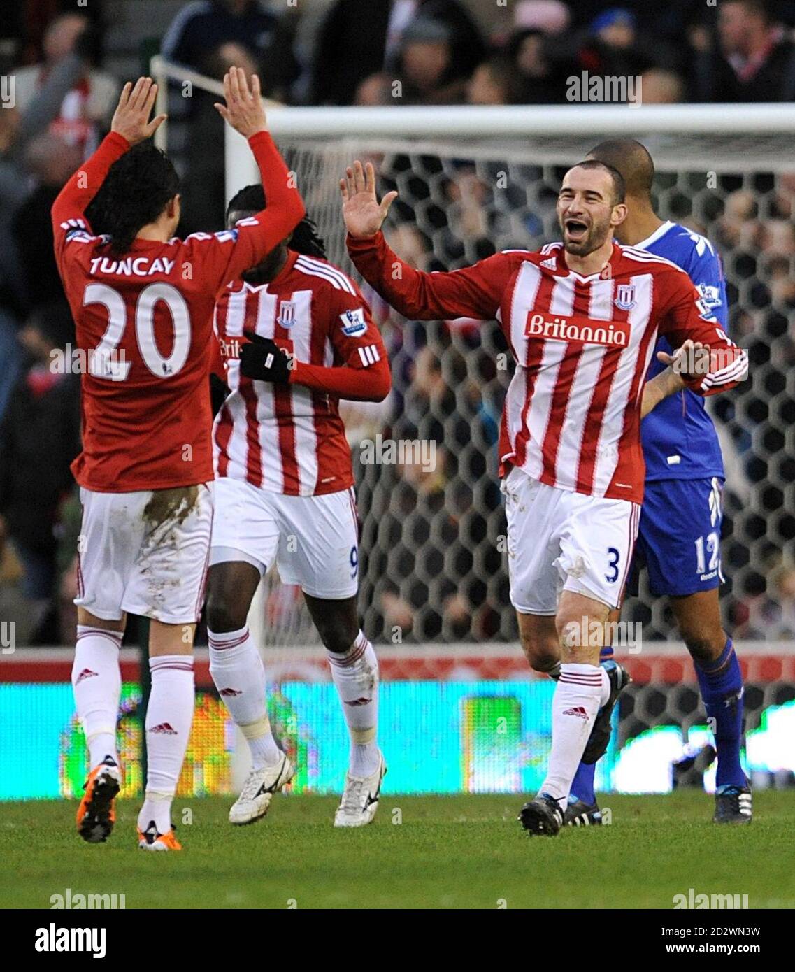Stoke City's Danny Higginbotham (right) celebrates scoring his team's ...