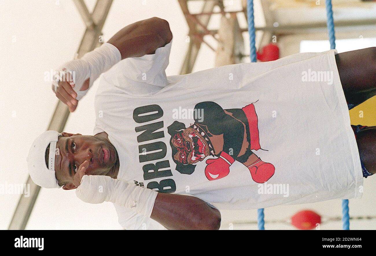 Frank Bruno during training today (Tuesday) at the Springs Hydro ...