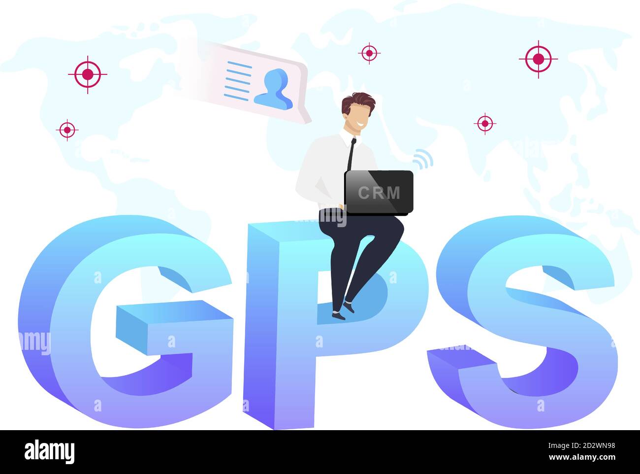 Geolocation technology flat concept vector illustration. Businessman ...