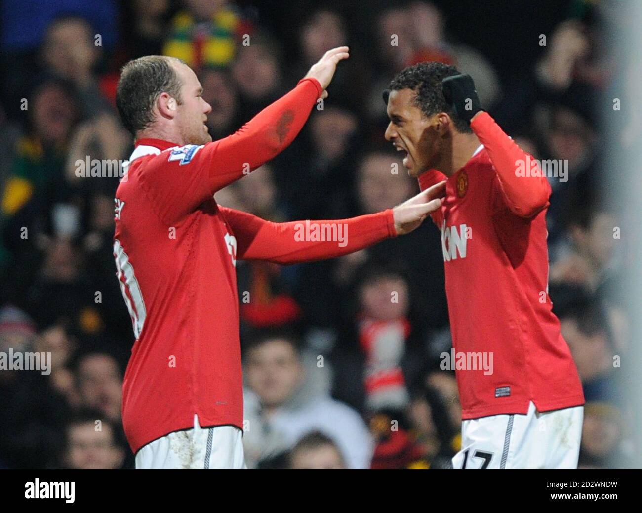 Manchester uniteds luis nani celebrates scoring the fifth goal hi-res ...