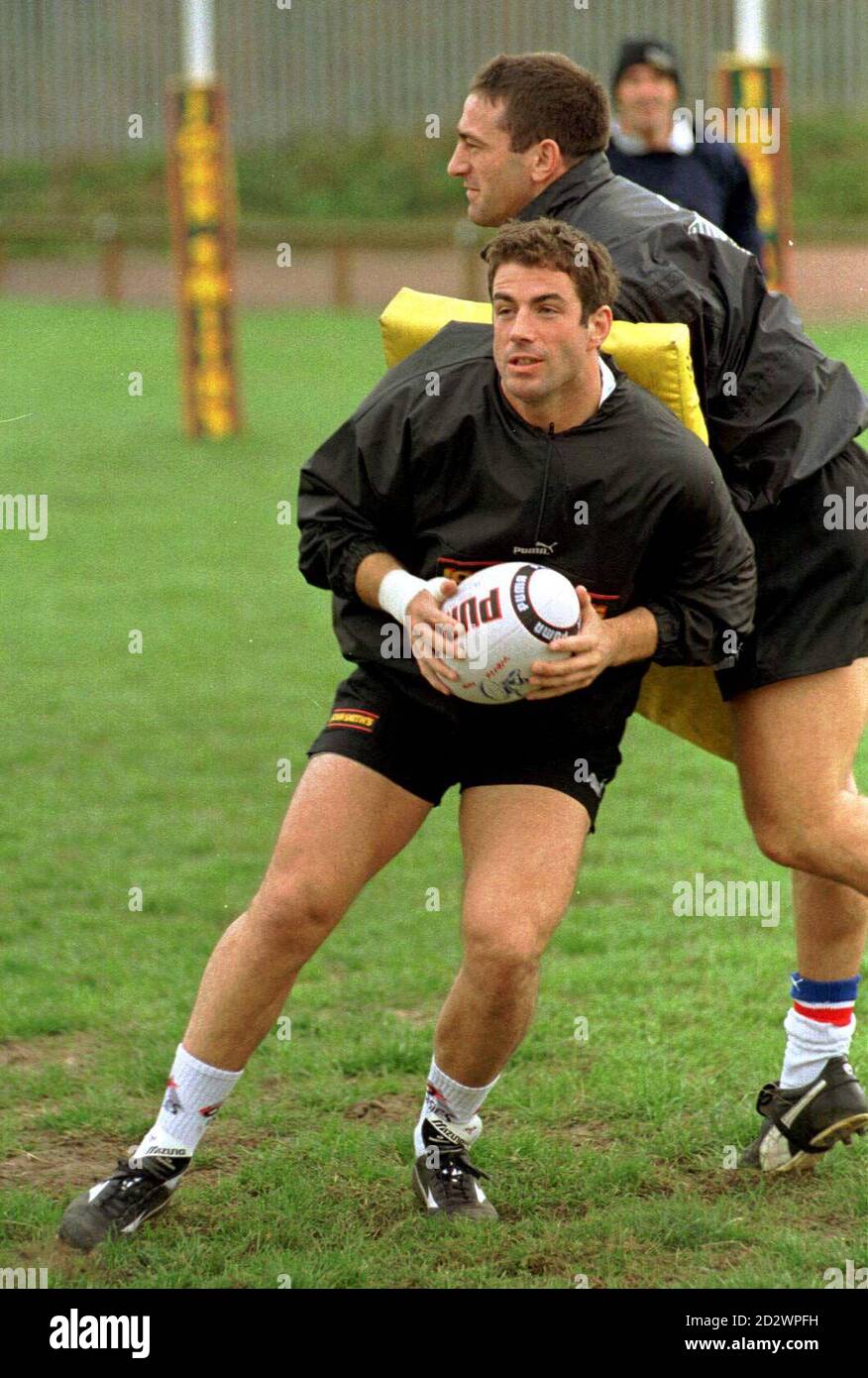 Phil Clark puts his back into it during today's England training ...