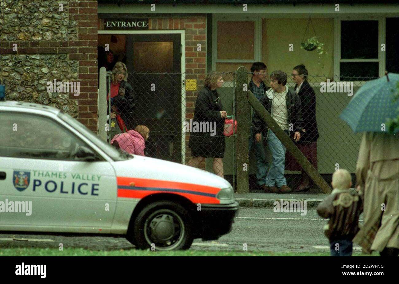 Staff, parents and pupils leave Cadmore End Primary School, near ...