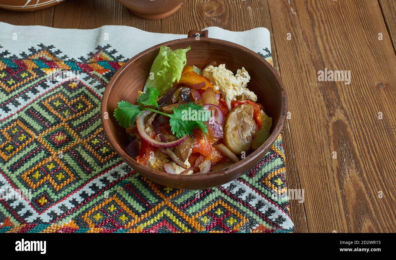 Bulgarian chicken casserole served Severniashki style Stock Photo - Alamy