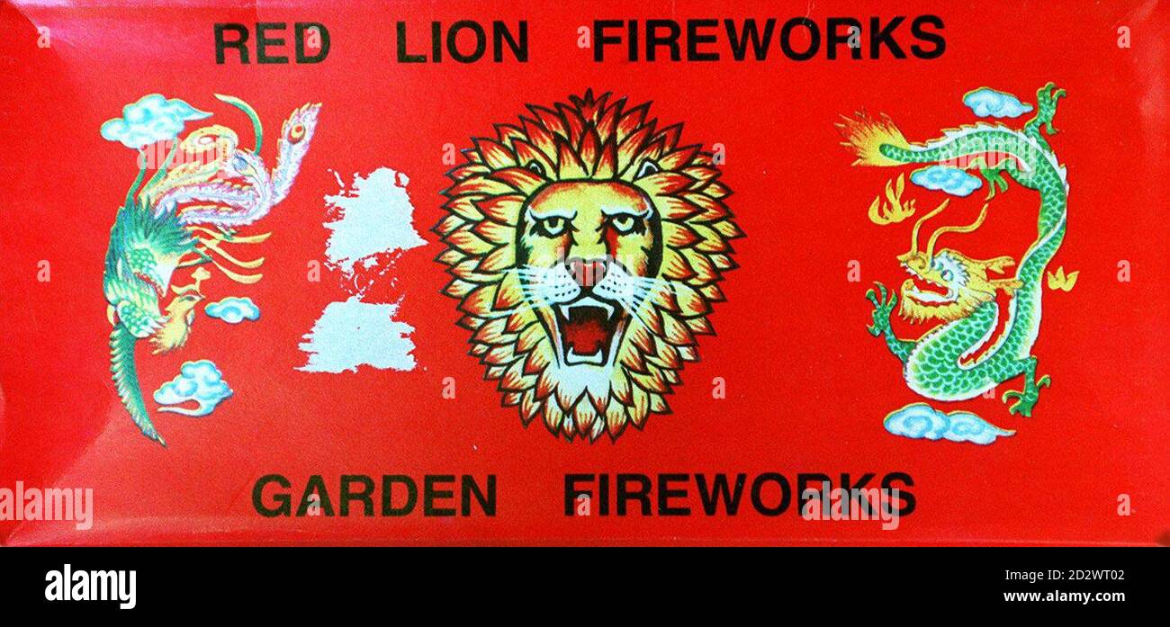 The box cover of the Chinese-made Red Dragon fireworks that have been ...