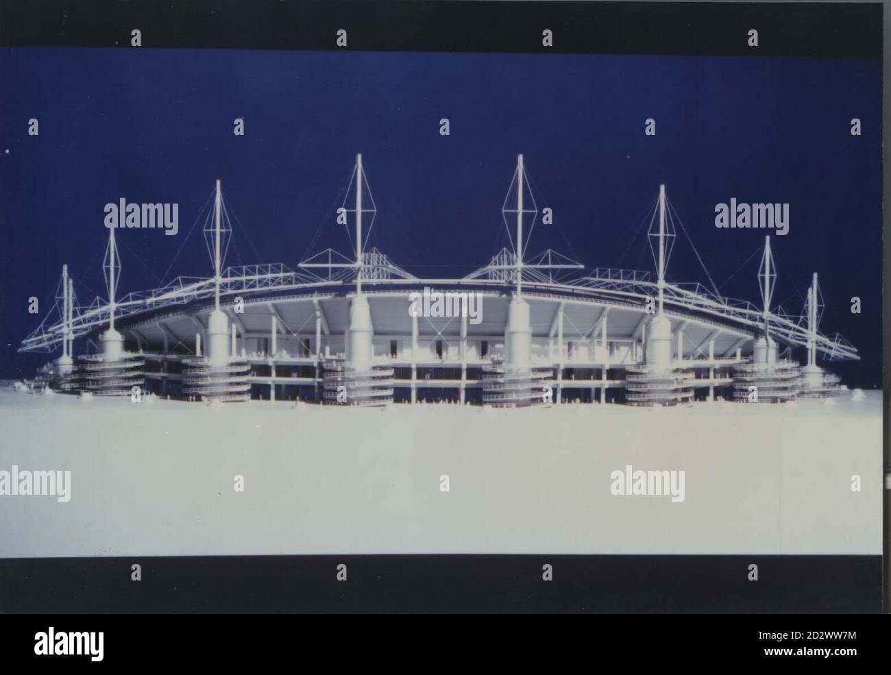 A model of Manchester Stadium, designed by Arup Associates. Arup won an ...