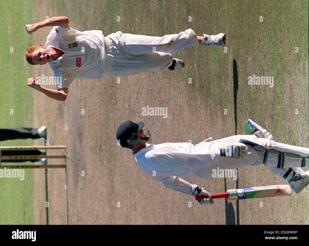 South Africa's Shaun Pollock celebrates after taking the wicket of ...
