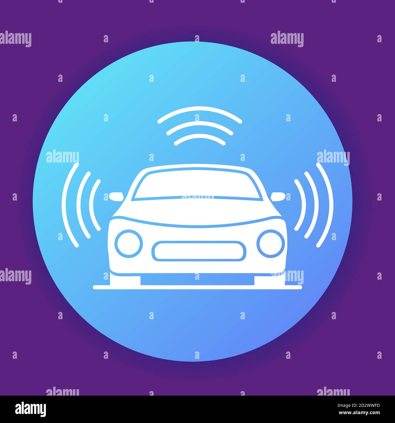 Autonomous driving smart car icon. Gps signal around. Flat illustration ...
