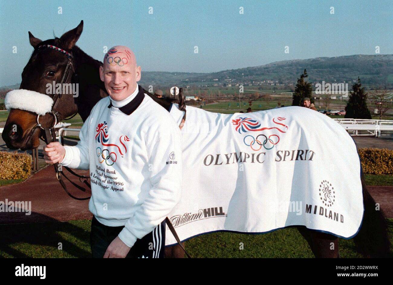 Duncan Goodhew with the race horse Olympic Spirit, this afternoon ...