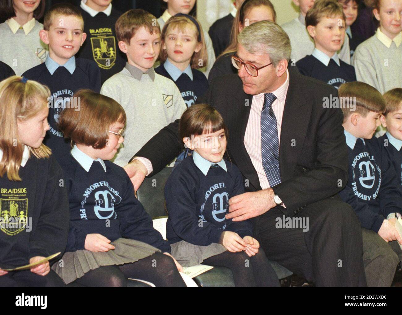 Prime Minister John Major with school children from local primary ...
